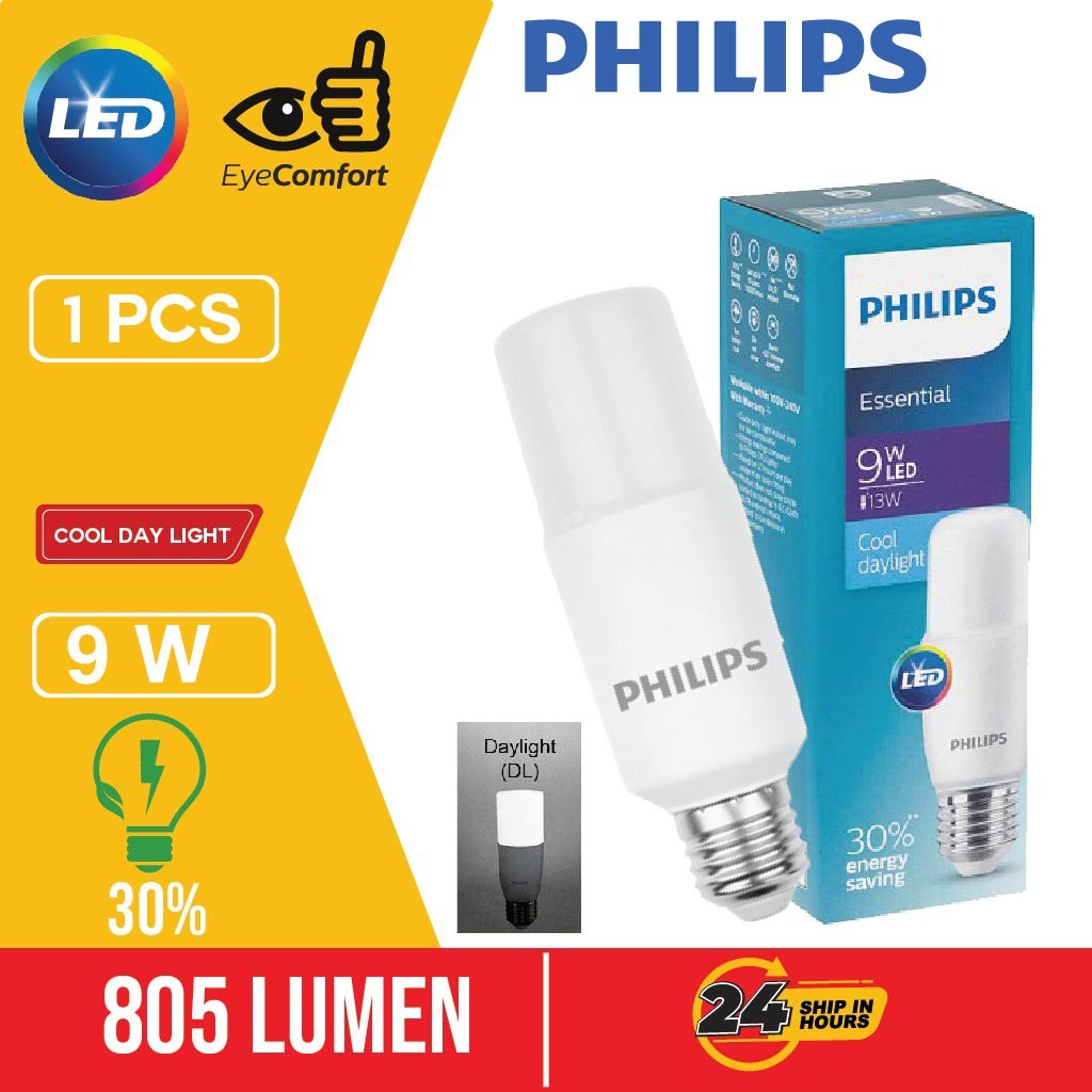 PHILIPS Essential LED Stick 9W E27 (6500K) Cool Daylight - 1Pcs ...