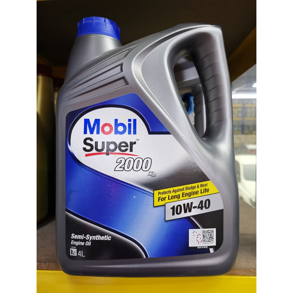 Mobil Super 2000 10W40 SN/CF Semi Synthetic Engine Oil (4L) 10W-40 ...