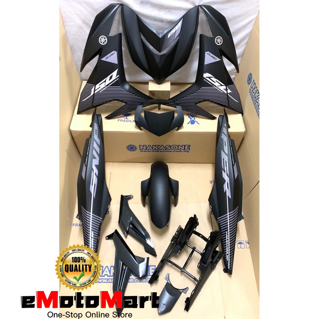 YAMAHA Y15ZR V1 BodyCover Set Y15 V2 CoverSet Sniper Black Sticker Tanam Y15ZR V1 - V2 Cover Set ...