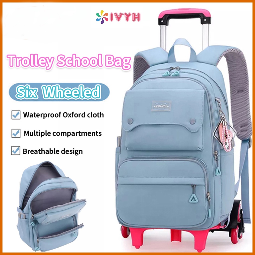 IvyH School Bags Rolling Backpacks Kids Schoolbag 6 Wheels Climbing ...