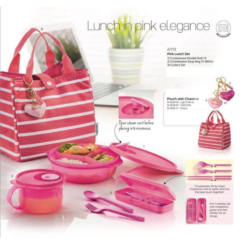 Pink Lunch Set Tupperware | Shopee Malaysia