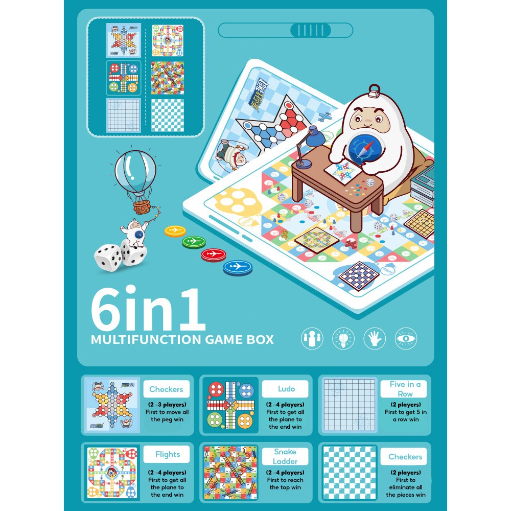 6 In 1 Multifunction Game Box Board Game Family Party Multiplayer ...