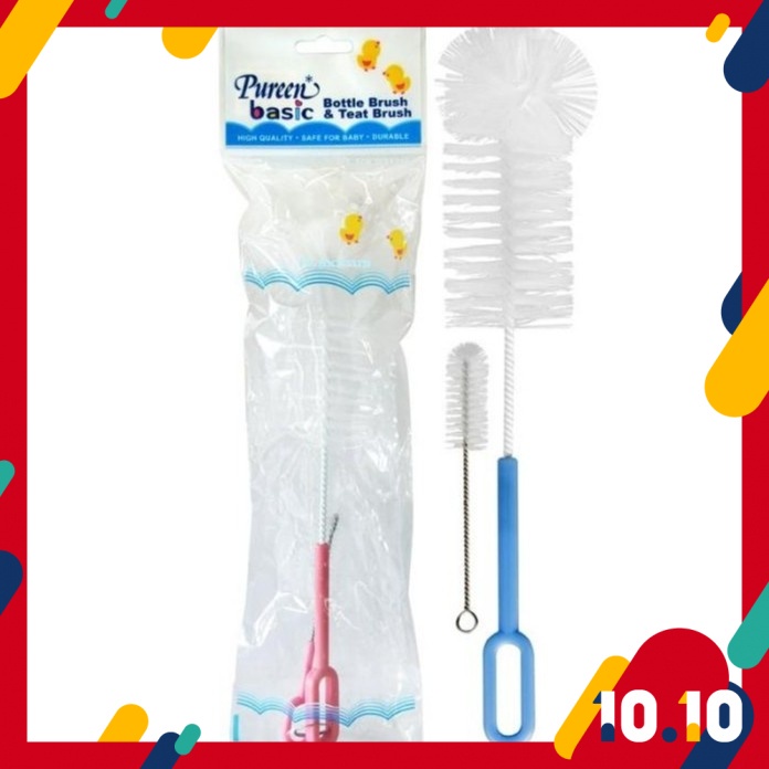 Pureen Basic Bottle Brush & Teat Brush / Berus Pencuci Botol Susu Bayi ...
