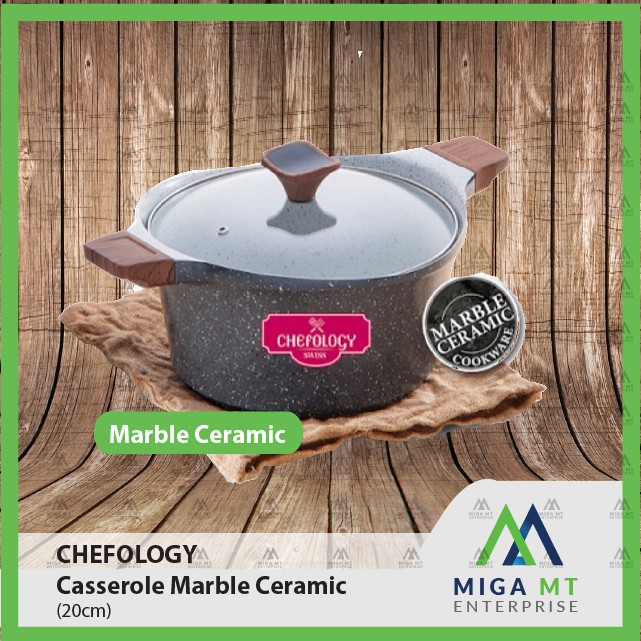 Chefology 20cm Casserole Marble Ceramic with Lid | Shopee Malaysia