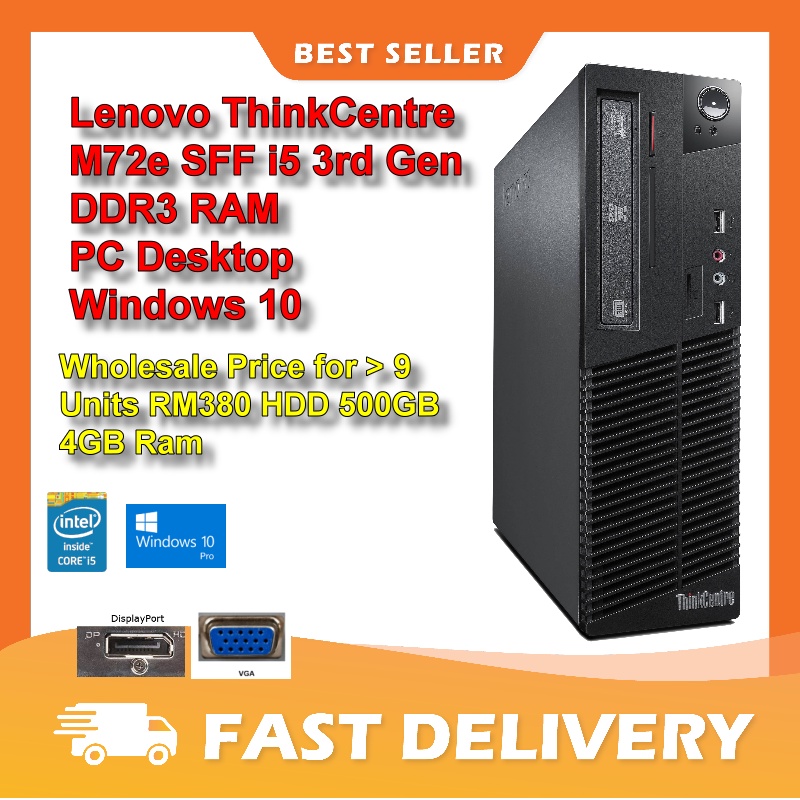 Lenovo ThinkCentre M72e SFF DDR3-SDRAM i5 3rd Gen 4GB DDR3 RAM Windows 10 PC Desktop | Shopee ...