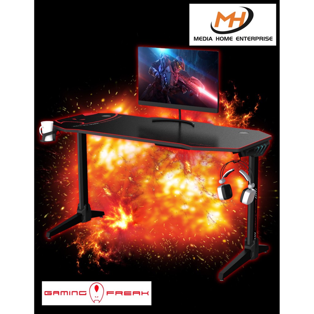 Gaming Freak Gaming Desk GF-GD03RGB-BK - RGB Light, with Mouse Pad, Cup ...