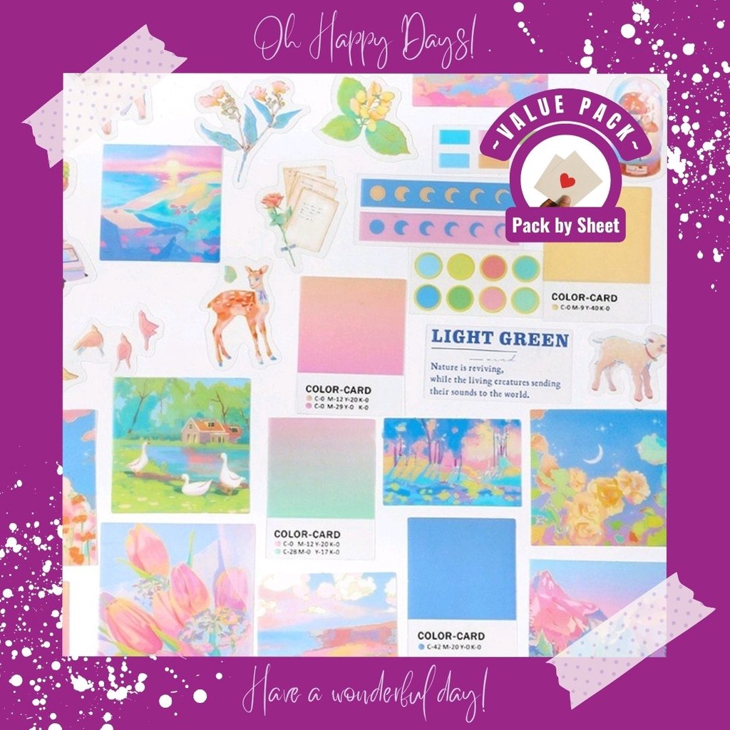 OHHAPPYDAYS (10 Pcs) VALUE PACK Sticker Colorful Pastel Aesthetic ...