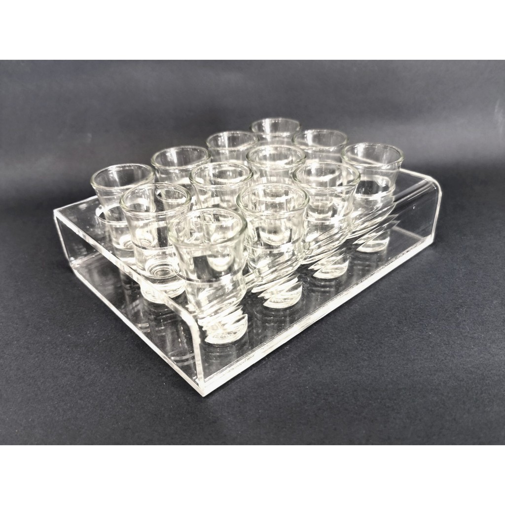 12 Hole L Acrylic Shooter Tray With 12 Pcs Shot Glass 15 Oz 45 Ml Shopee Malaysia