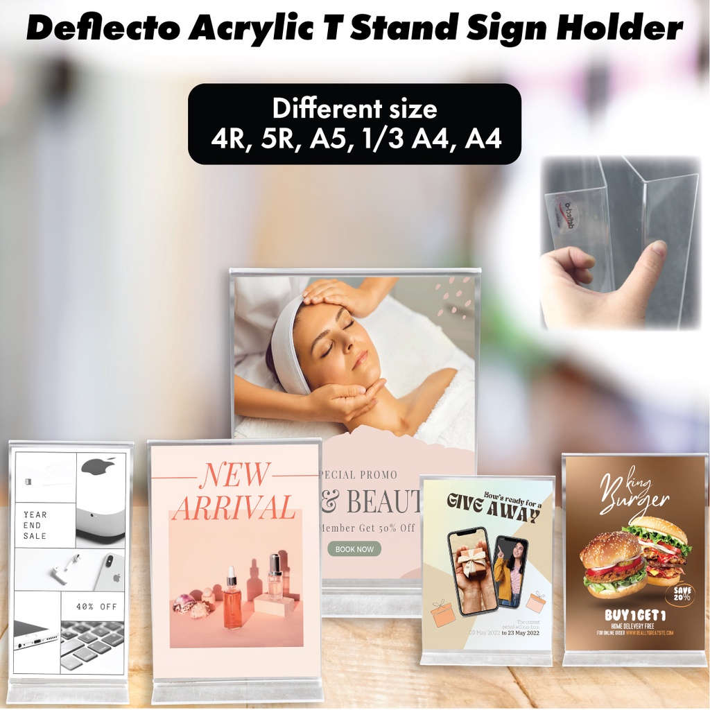 A4/A5/A6 Restaurant Table Menu Stand T-shape Menu Display Acrylic Stand ...