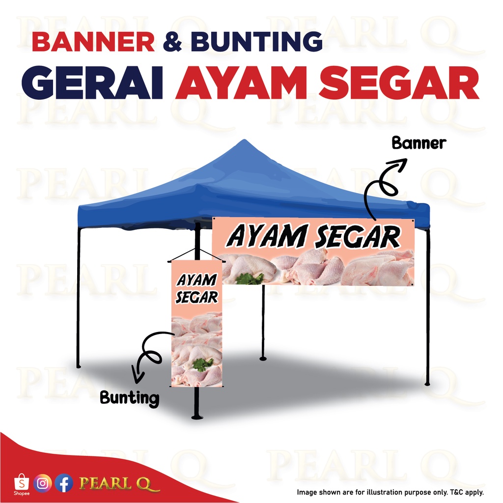 Banner Gerai Pasar Basah Kedai Ayam Segar Menjual Daging Ayam Lembu ...