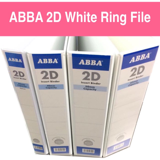 ABBA 2D Ring File (White) Insert Binder / Fail Kulit Keras Putih ...