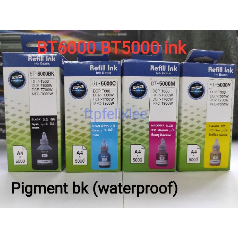 Compatible BROTHER BT6000bk BT5000 Pigment Waterproof Refill Ink Bottle ...