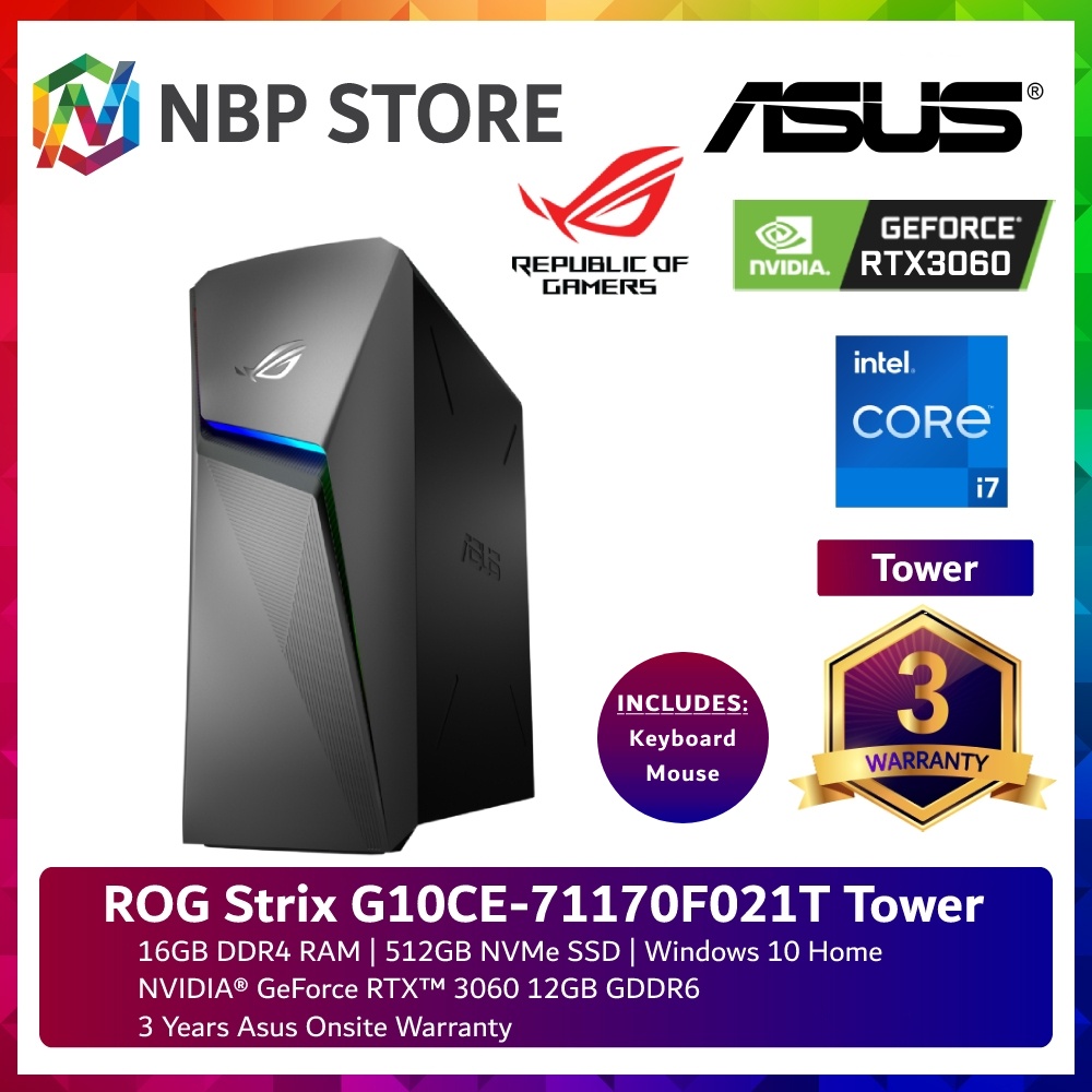 Asus ROG Strix G10CE-71170F021T Gaming Tower Desktop PC Gray | Shopee ...