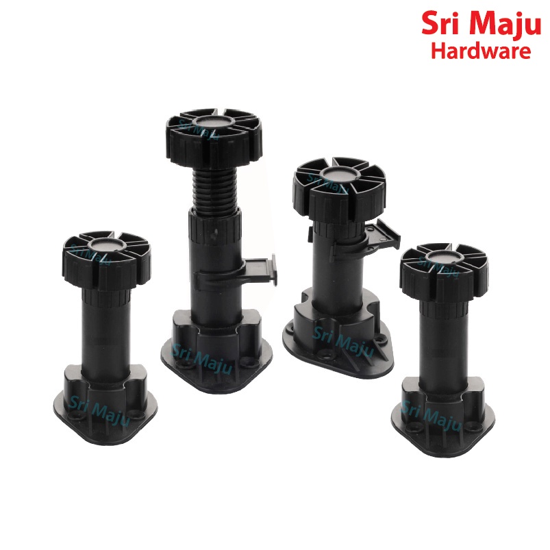 MAJU Black PVC Cabinet Leg 4" Adjustable Height Furniture Bed Leg Feet ...