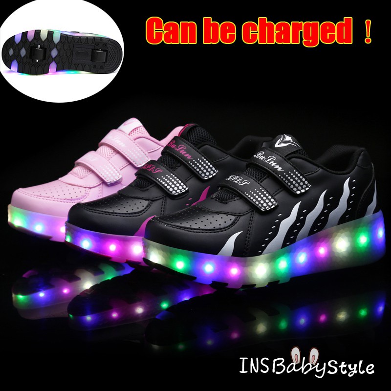 Heelys LED Light Sneakers With Double Two Wheel Boys Girls Roller Skate ...