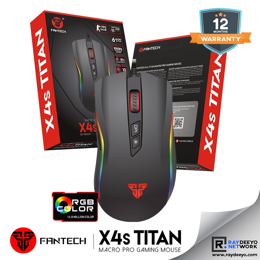 FANTECH X4s Titan Gaming Mouse [RGB/4800 DPI/7 BUTTONS/HUANO 10 MILLION ...