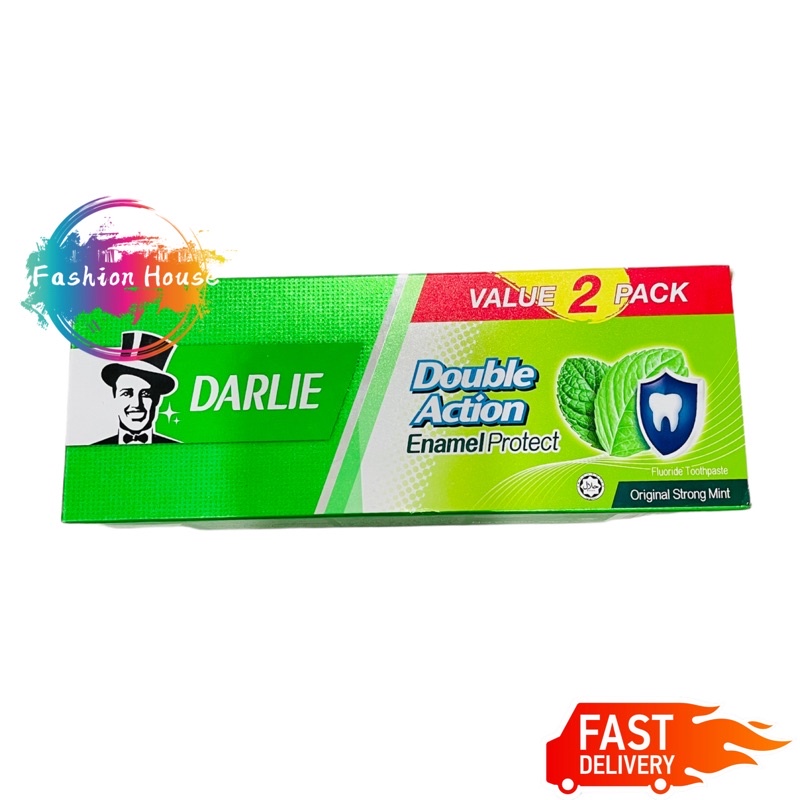 Darlie Double Action Enamel Protect Toothpaste Original Strong Mint 200g x 2 (Value Pack ...