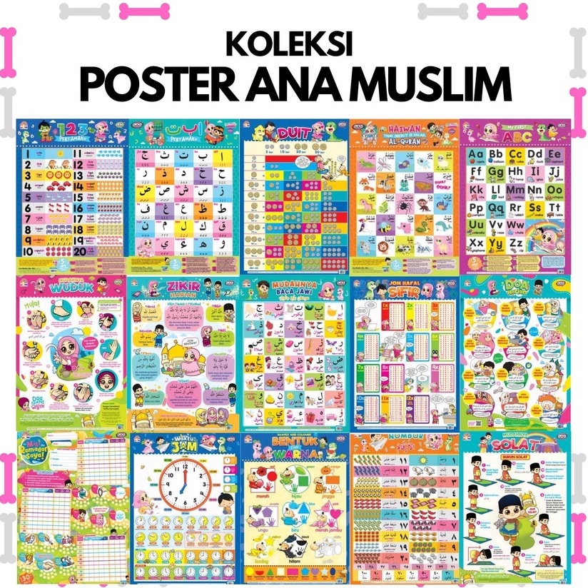 KOLEKSI POSTER BELAJAR ANA MUSLIM - Membaca & Menulis Kanak-kanak ...