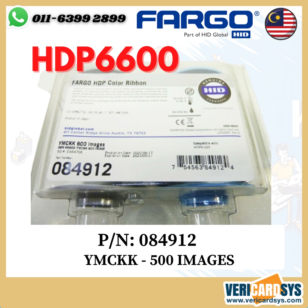 Fargo HDP6600 P/N 084912 YMCKK Color Ribbon (500 Images) 84912 | Shopee ...