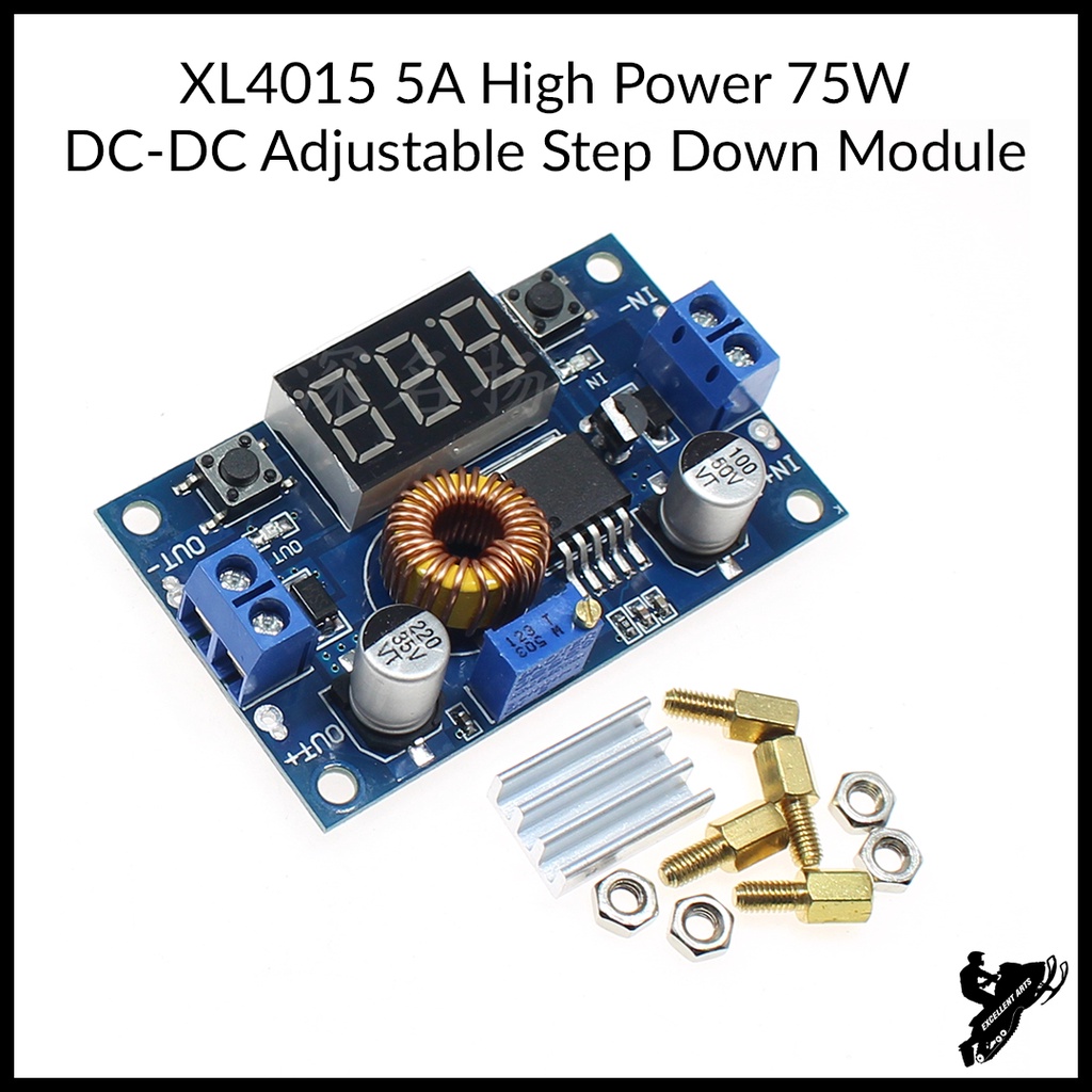 XL4015 5A High Power 75W DC-DC Adjustable Step Down Power Supply Module CW Digital Voltage ...