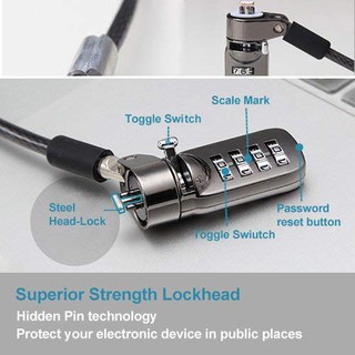 New Combination Kensington Slot Security Laptop Lock Anti Theft Cable ...