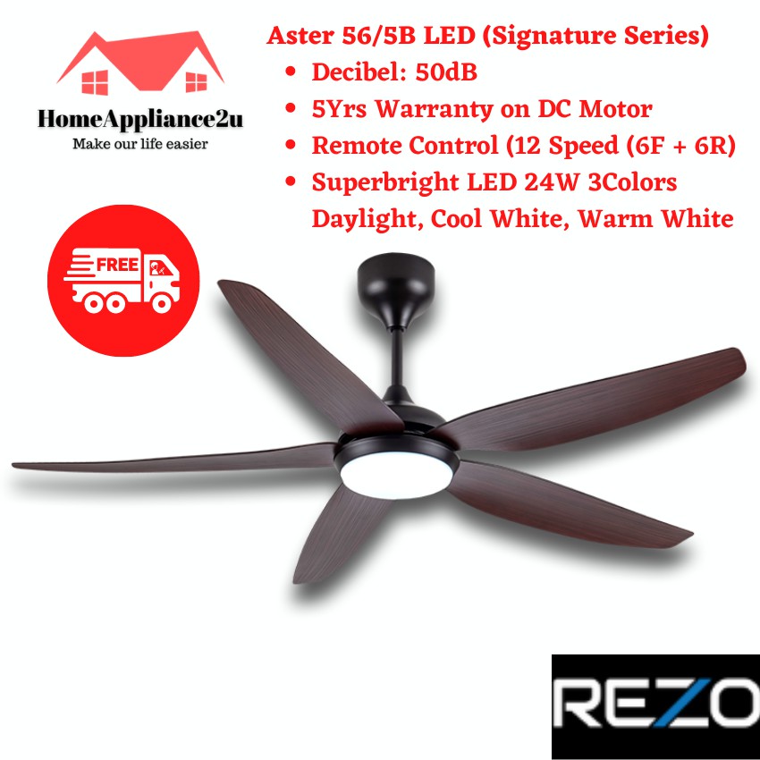 Rezo Ceiling Fan 吊扇 Kipas Siling Aster 56/5B LED 5 Blade Ceiling Fan 12 ...