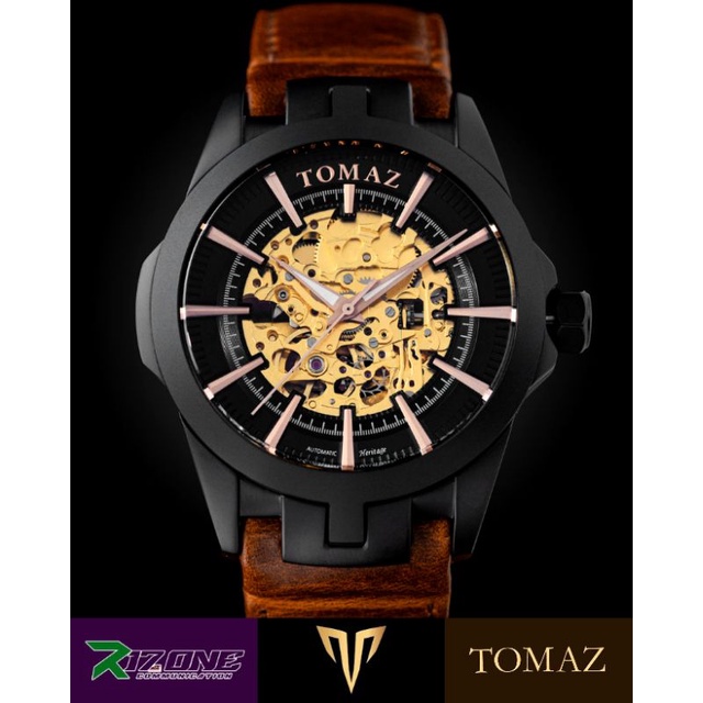 TOMAZ Watch SKELETOR TW003-D9 MatteBlack/Gold/Brown Strap [Skeleton ...
