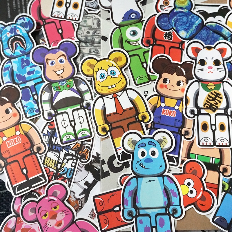(PREMIUM DESIGNER STICKER) 27pcs BEARBRICK Vinyl Decal graffiti ...