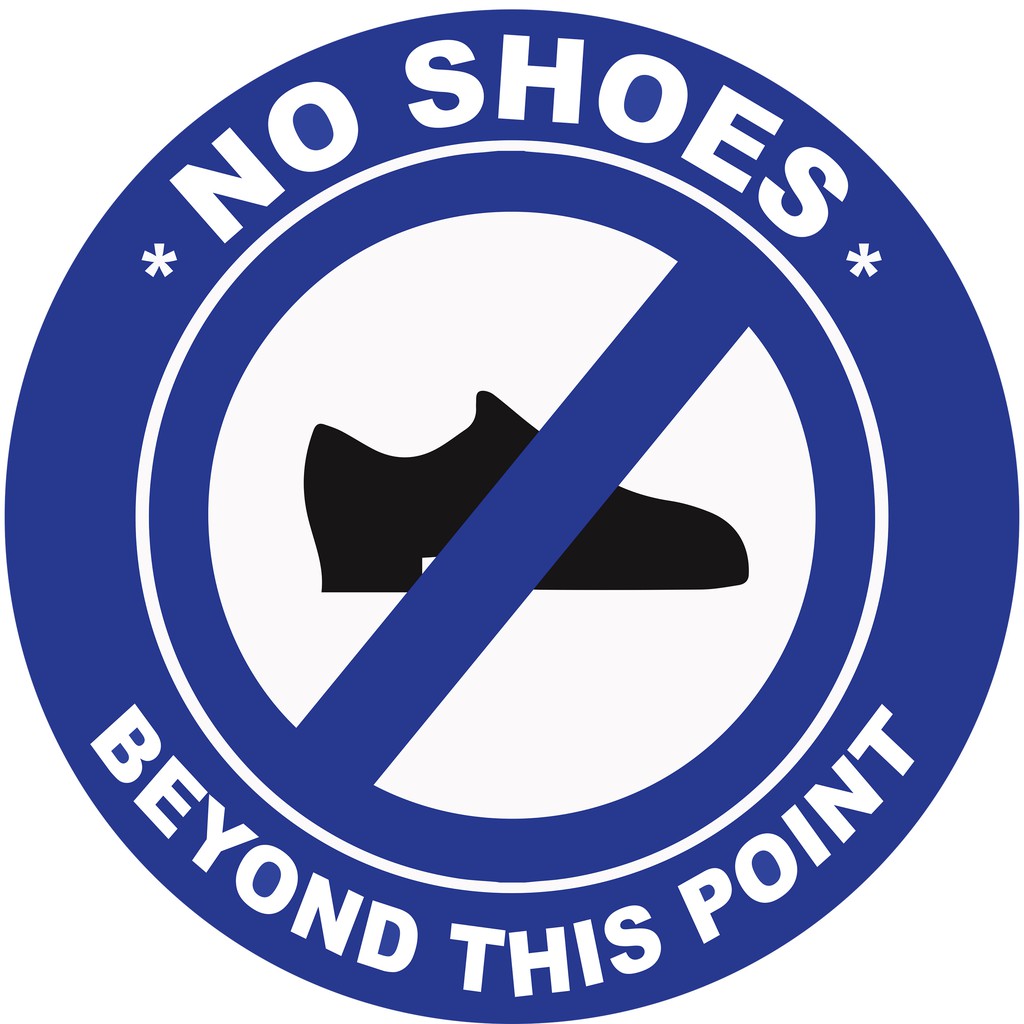 NO SHOES BEYOND THIS POINT LABEL STICKER WITH STRONG ADHESIVE 💥 FLOOR ...