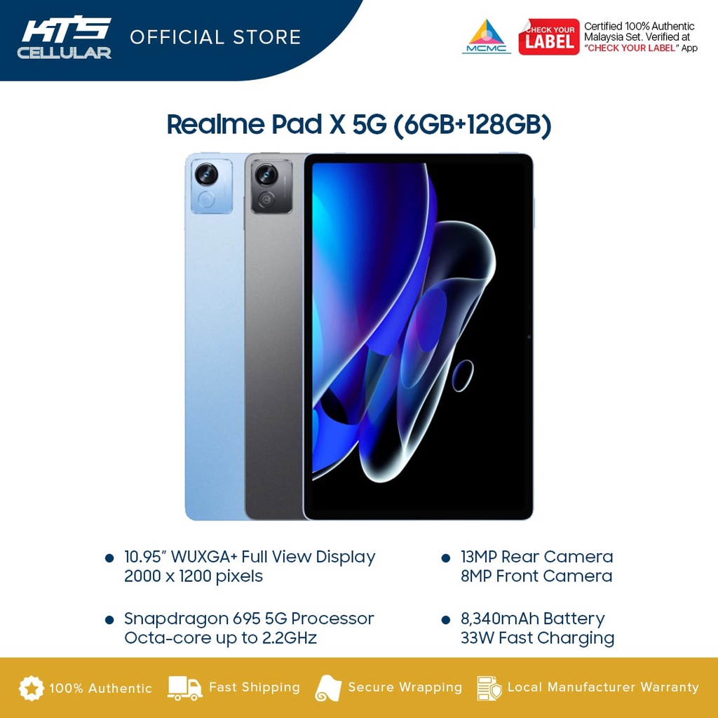Realme Pad X 5G (6GB+128GB) Tablet - Original 1 Year Warranty by REALME ...