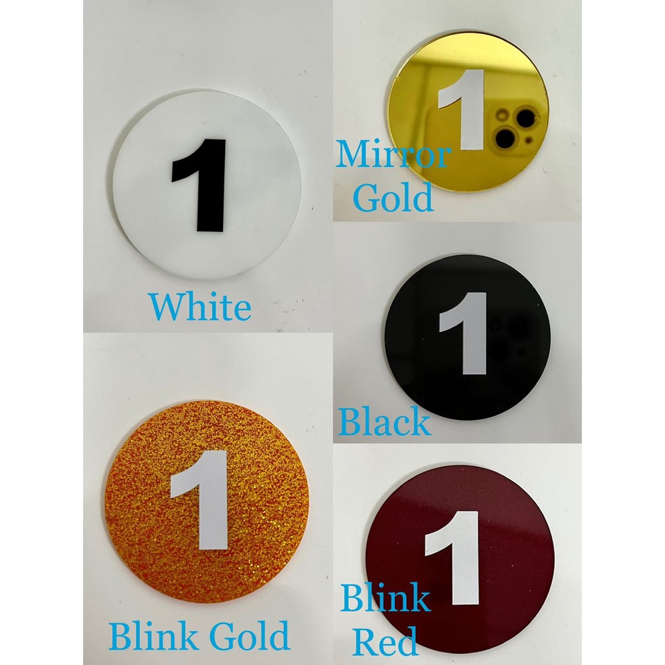 Premium Acrylic Table Number Restaurant Cafe Round 5cm (10 numbers per ...
