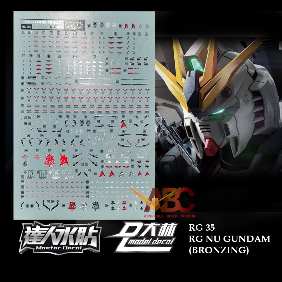 Waterslide decal - rg35 rg 1/144 rx-93 ν gundam aka nu gundam | BeeCost