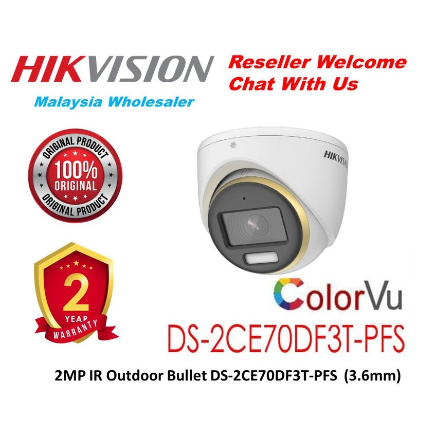 Hikvision ColorVu 2MP 1080P Dome Camera DS-2CE70DF3T-PFS with MIC Built ...