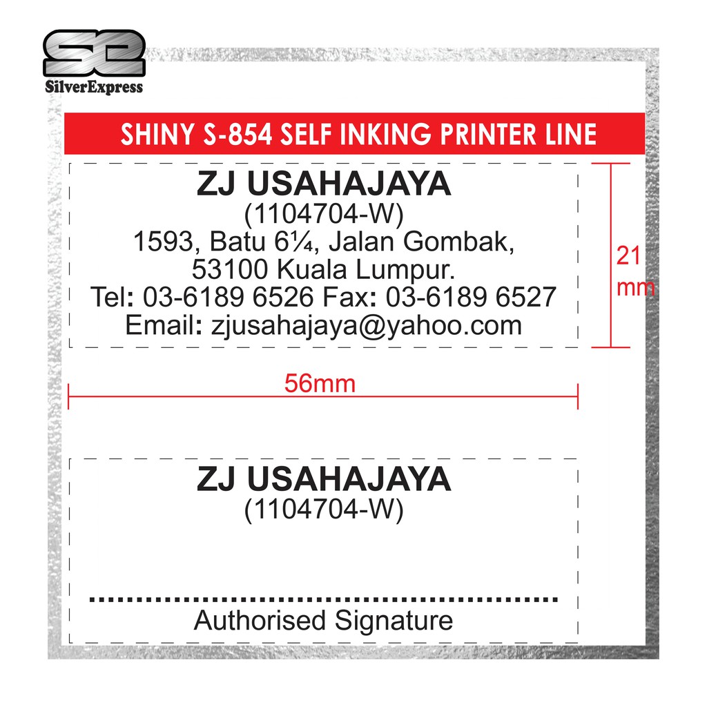 S-854 SELF INKING RUBBER STAMP / ADDRESS CHOP / S854 SHINY STAMP / RUBBER STAMP / SIGNATURE ...