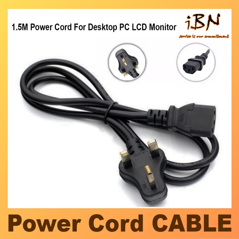 1.5M Power Cord For Desktop PC LCD Monitor | Shopee Malaysia