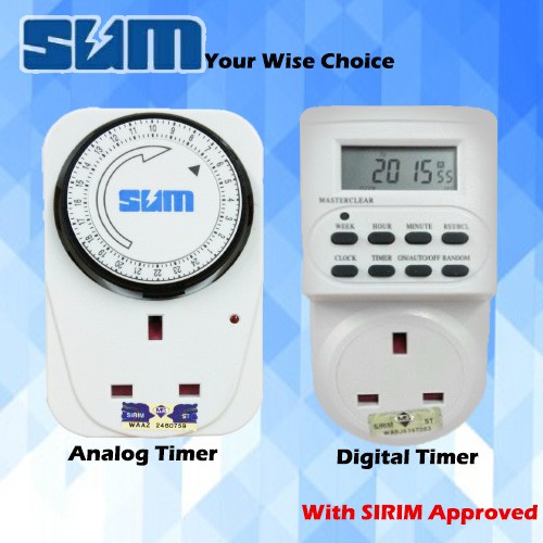 Sum 24 Hours Digital Timer Analog Timer Programmer Timer 13a 3 3 Pin Plug With Sirim Approved