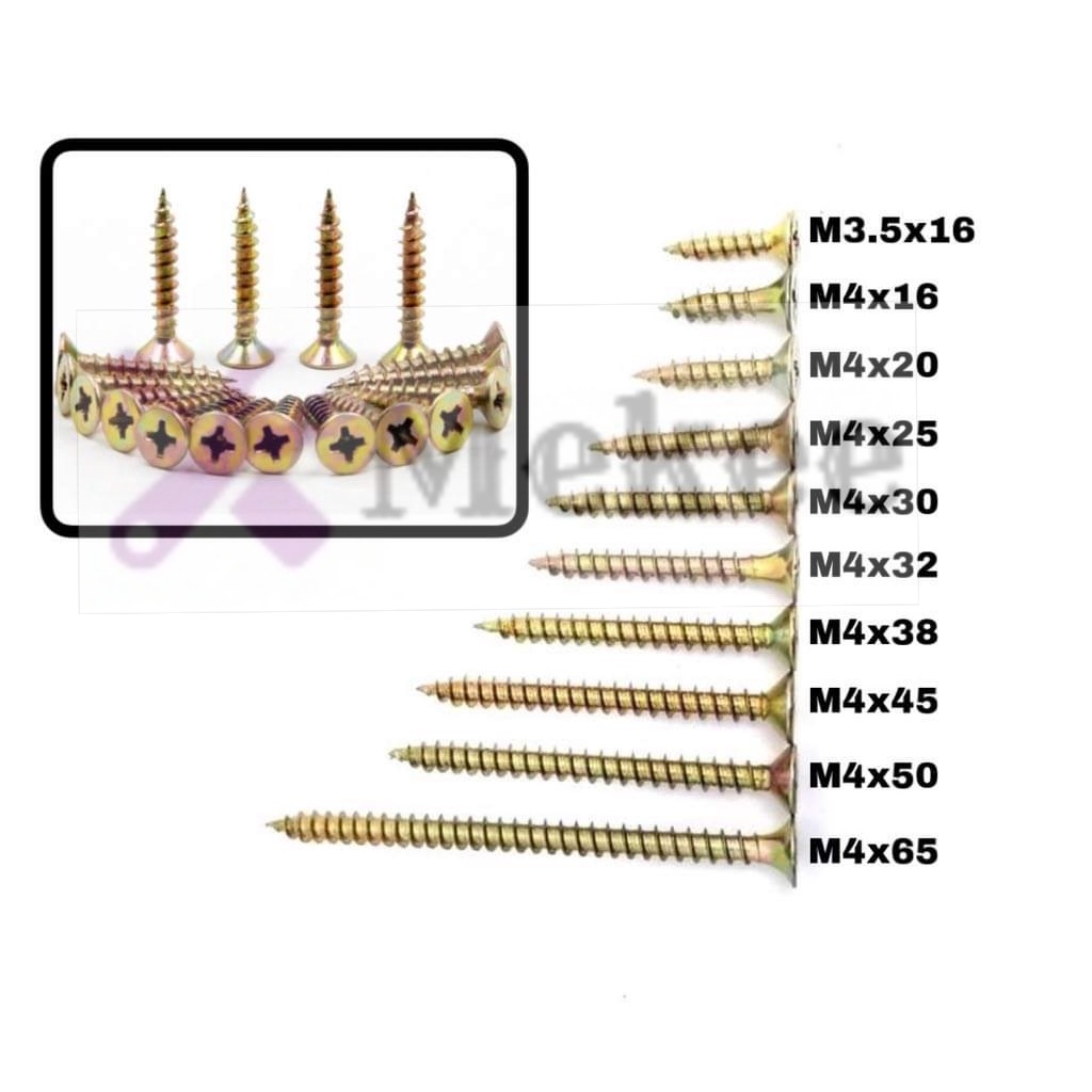 M4 countersunk chipboard screw wood skru kayu | Shopee Malaysia