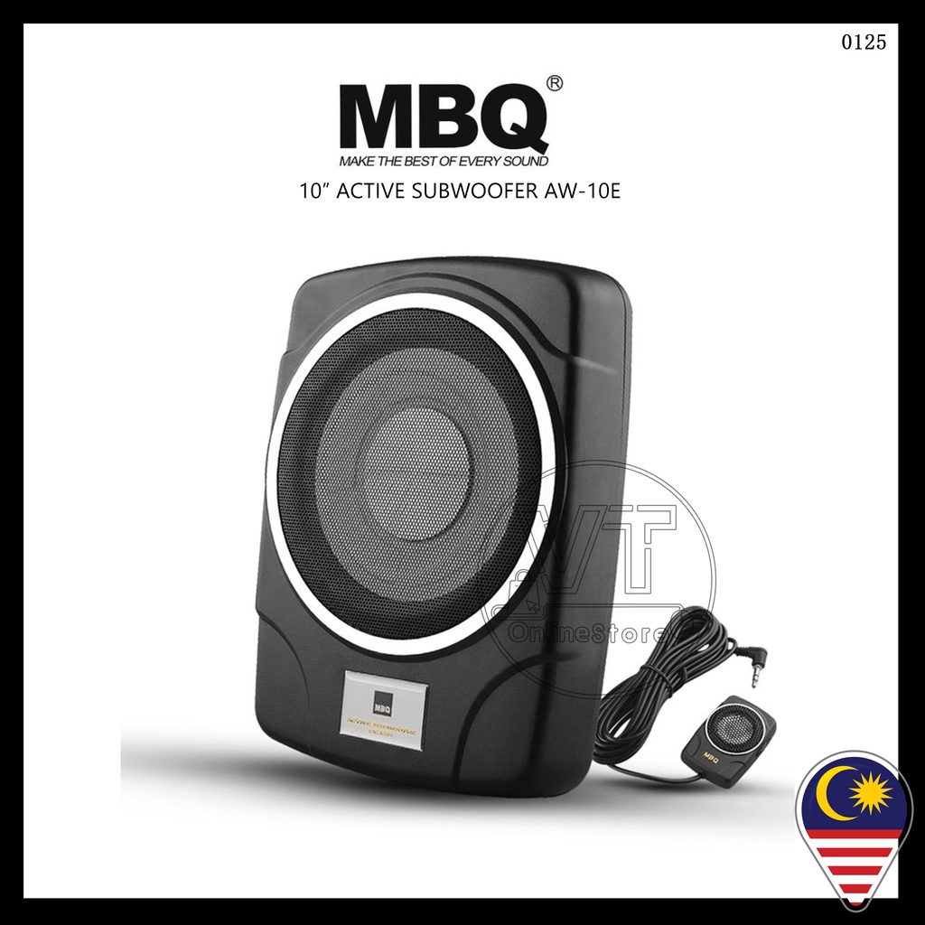 MBQ AW-10e 10" Car UnderSeat Super Slim Active Subwoofer Built In Power ...