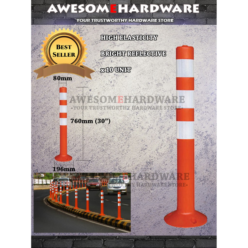 (10PCS) 75CM 30" FLEXIBLE PLASTIC TRAFFIC WARNING POST BOLLARD | Shopee ...