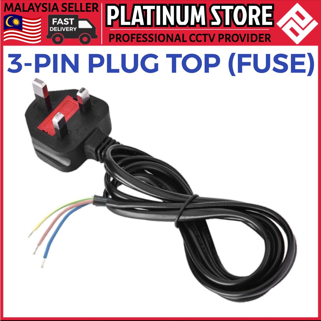 Power Supply 3 PIN Plug Top with 3 core Cable UK PLUG with Fuse 13A ...