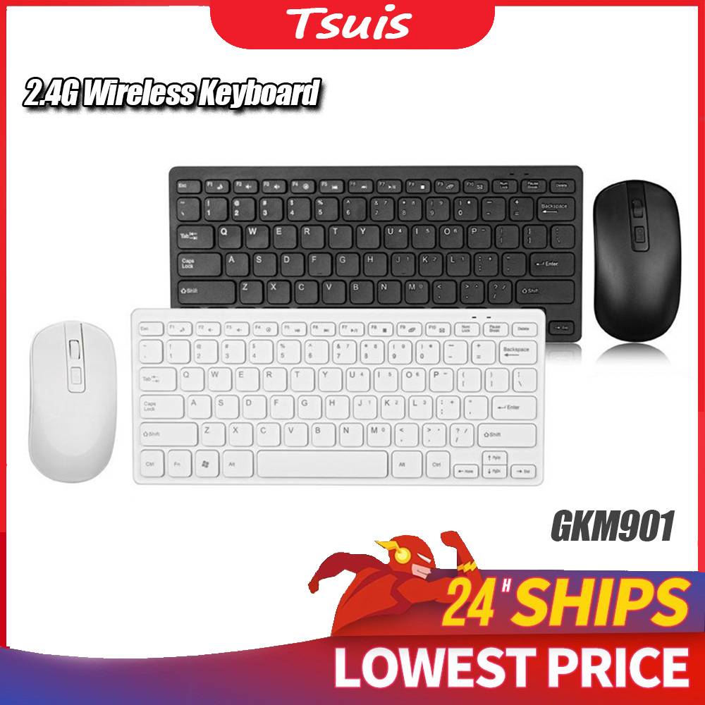 GKM901 Wireless 2.4G Keyboard Mouse Mini Ultra Slim Silent Keyboard ...