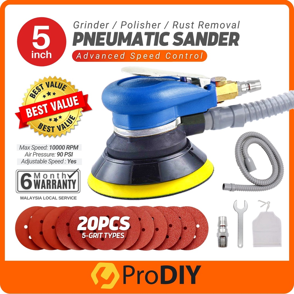 Pneumatic Palm 5 Inch Random Orbital Air Sander Car Polisher Grinder ...