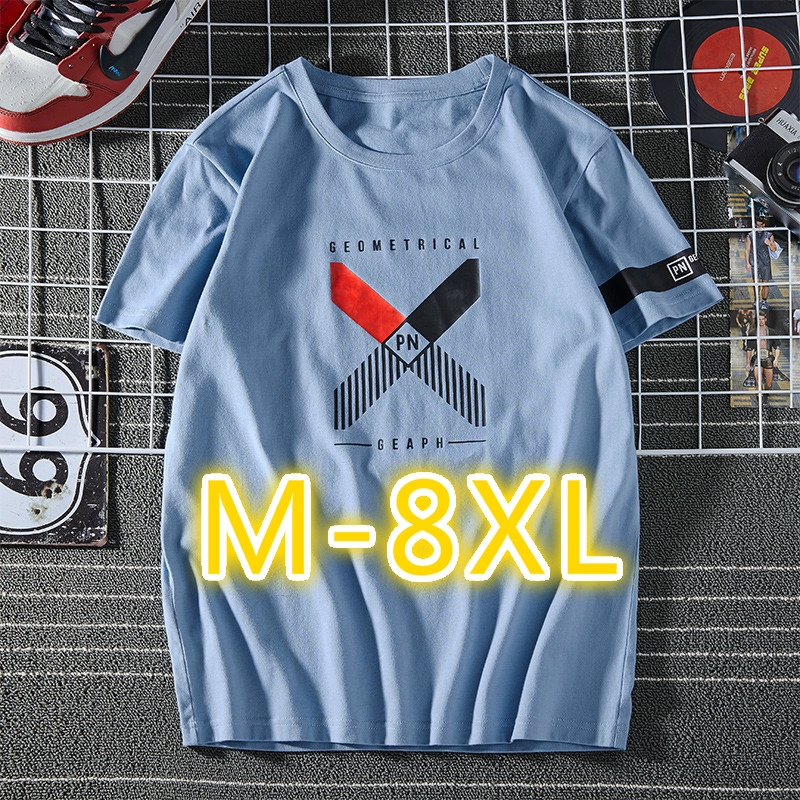 M-8XL Baju T-shirt Pendek Lelaki Saiz Besar Shirt Joggers Korea Feysen Musim Panas Selesa ...