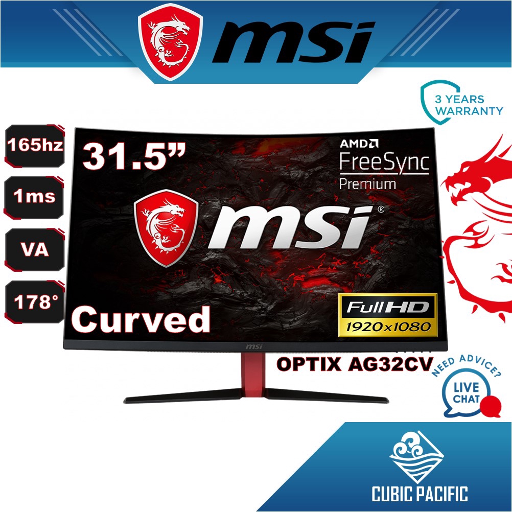 MSI Optix G32C4/AG32CV Curved Gaming Monitor with FULL HD (31.5 ...