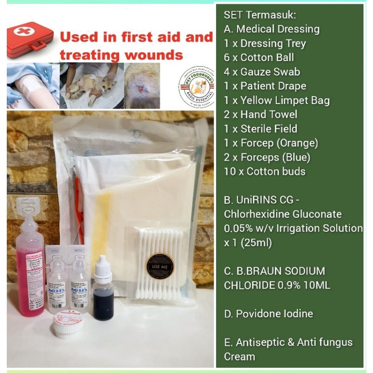 First Aid for Wound Pet/luka/antiseptic cream/ubat fungus/Iodine/Saline ...