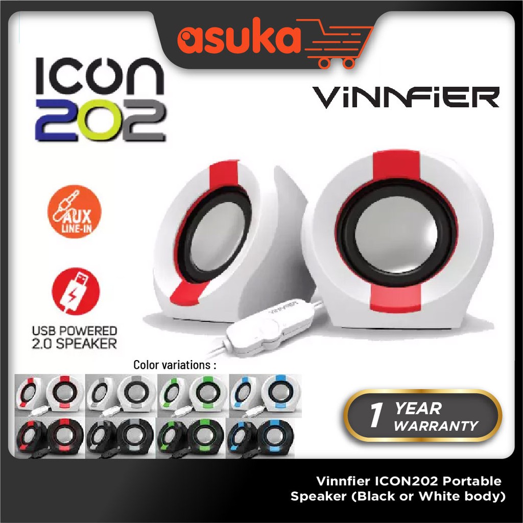Vinnfier ICON 202 / ICON202 Portable Speaker (Black or White body ...