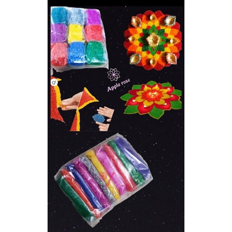 10 colour kolam rice/colour kola arisi/rangoli rice | Shopee Malaysia