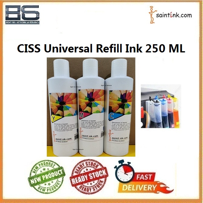 SaintInk CISS Universal Refill Ink Tank 250 ML for Ciss Tank HP / Canon ...