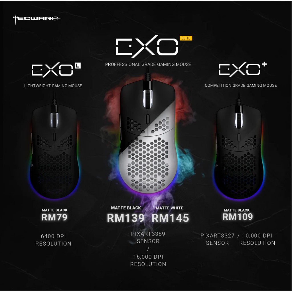 [READY STOCK] TECWARE EXO RGB HONEYCOMB 69g PROFESSIONAL GAMING MOUSE ...