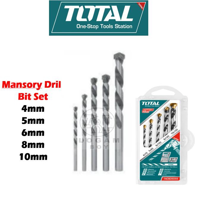 MANSORY DRILL BIT SET TOTAL 4mm 5mm 6mm 8mm 10mm MATA DRILL DINDING ...